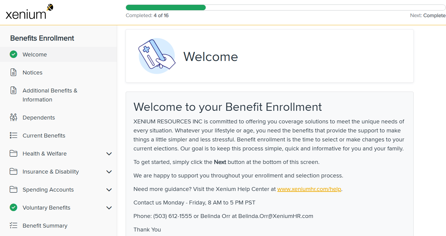 Accessing Online Benefits Enrollment – Xenium HR