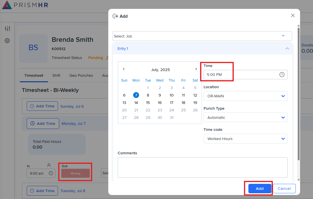 Employee Timesheet Management – Xenium HR