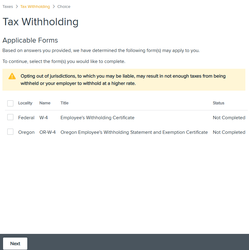 Update Tax Withholding Information – Xenium HR