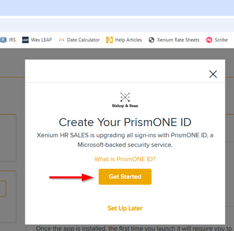 Register for PrismONE ID (Existing Employee User) – Xenium HR