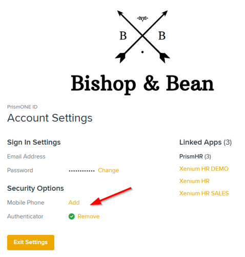 Manage PrismONE ID Login Settings – Xenium HR