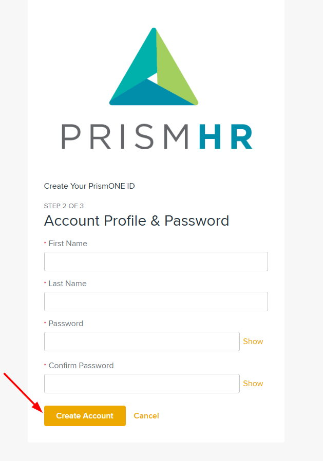 Register for PrismONE ID (Existing Employee User) – Xenium HR