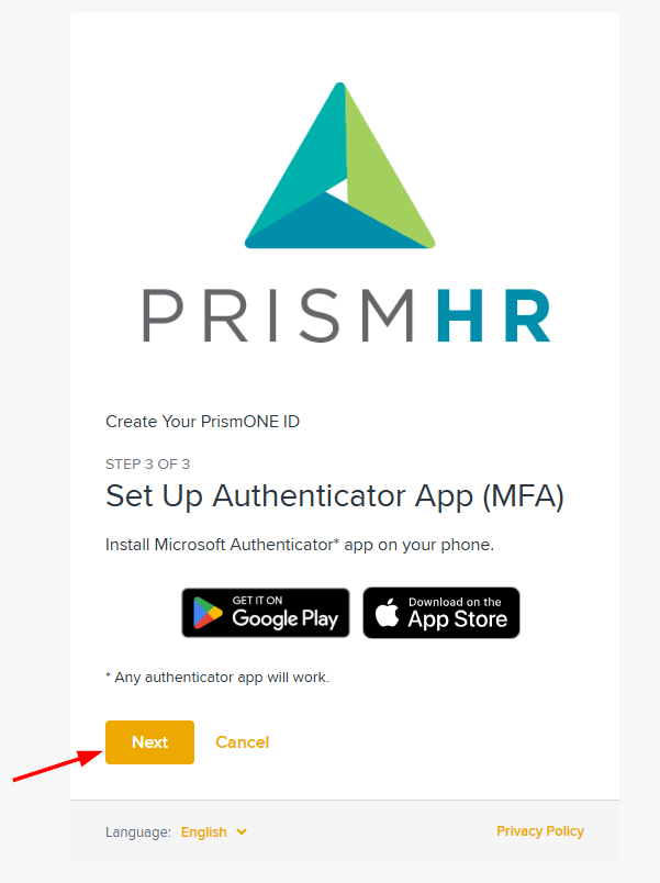 Register for PrismONE ID (Existing Employee User) – Xenium HR