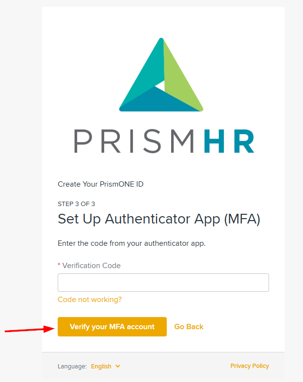 Register for PrismONE ID (Existing Employee User) – Xenium HR