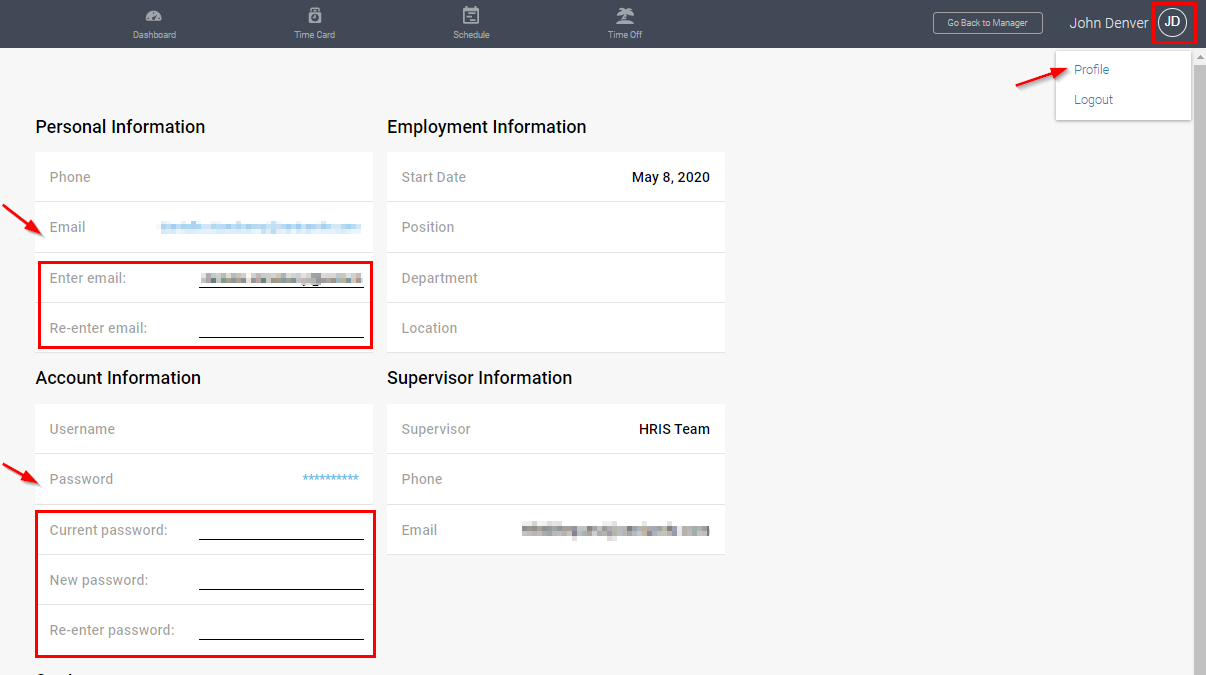 Change or Update Email Or Password – Xenium HR